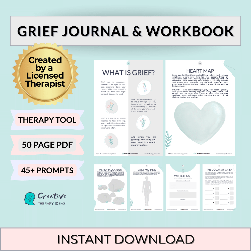 Grief Journal and Workbook: 50-Page PDF - Creative Therapy Ideas