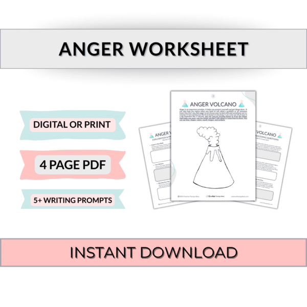Anger Volcano Art Therapy Worksheet Packet - Creative Therapy Ideas