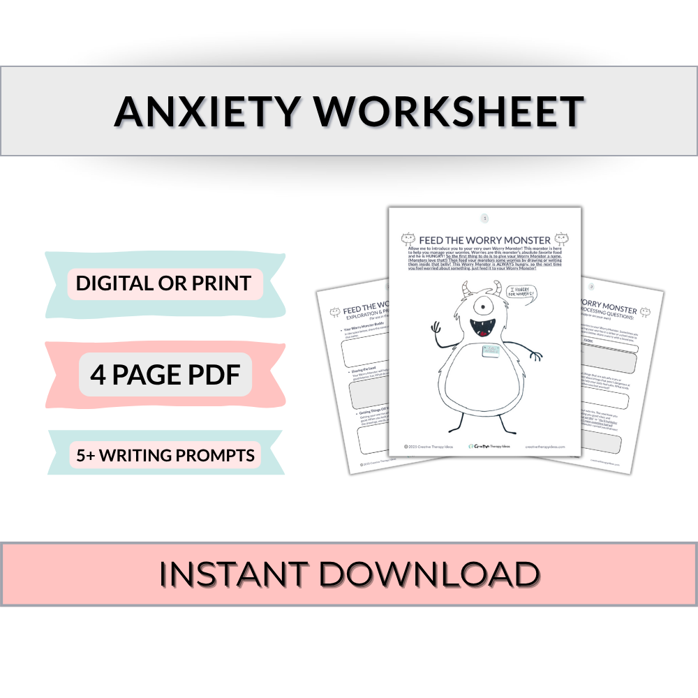 Worry Monster Art Therapy Worksheet Packet - Creative Therapy Ideas