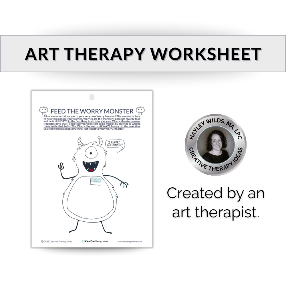 Worry Monster Art Therapy Worksheet Packet - Creative Therapy Ideas