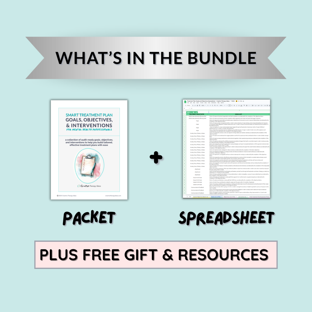 Treatment Plan Goals and Objectives Bundle - Creative Therapy Ideas