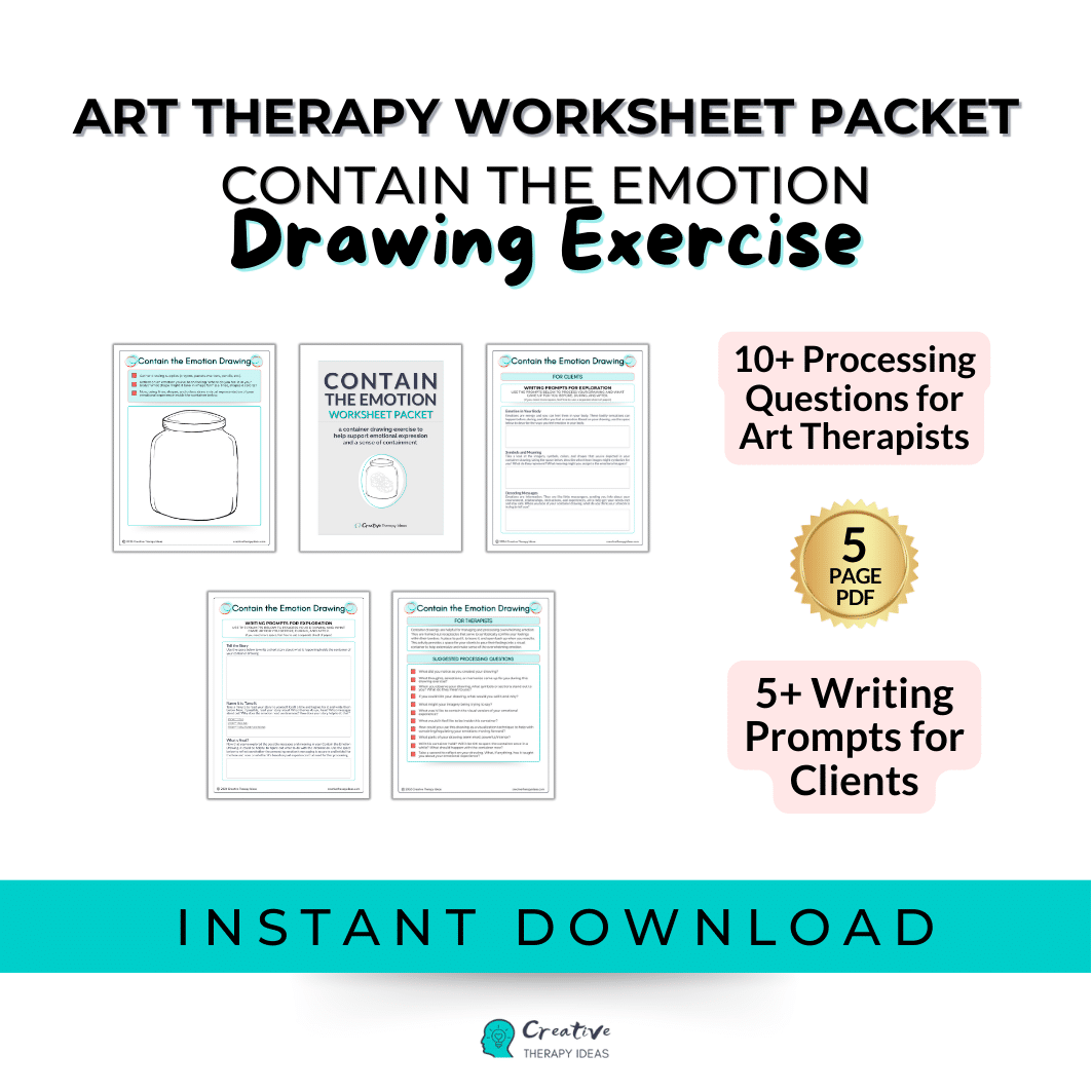 Contain the Emotion Art Therapy Worksheet Packet: 5 Page PDF - Creative ...
