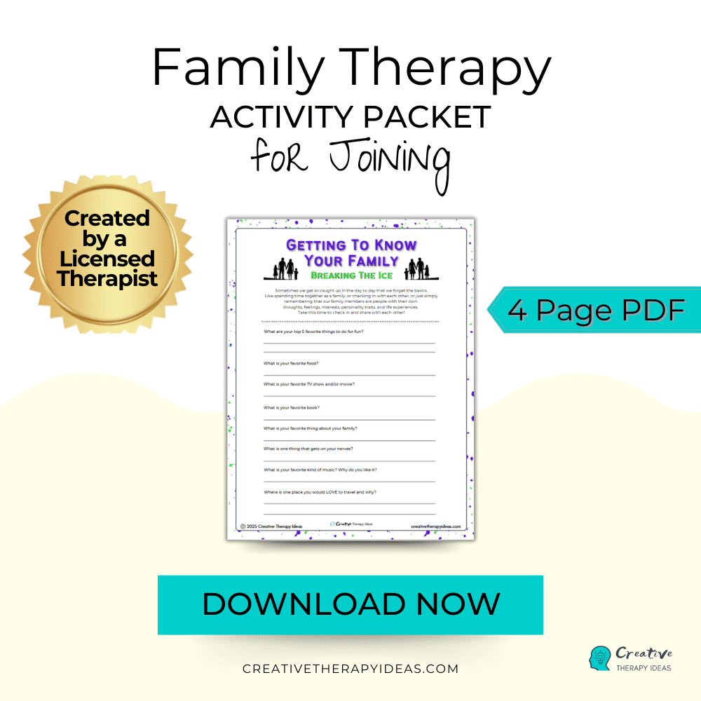 Family Therapy Activity Packet for Joining: 4-page PDF - Creative ...